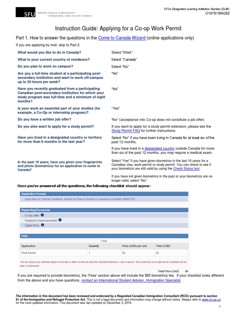 Co-op Work Permit Application Guide | PDF | Immigration | Business