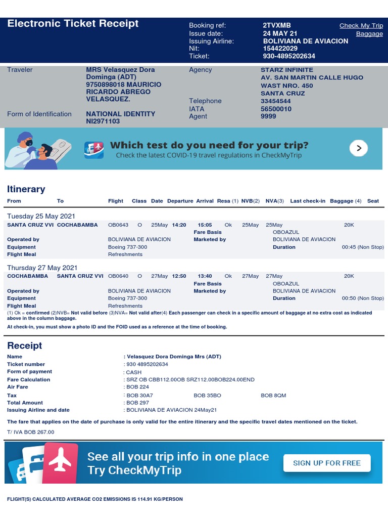 Your Electronic Ticket Receipt-1 | PDF | Airlines | Aviation