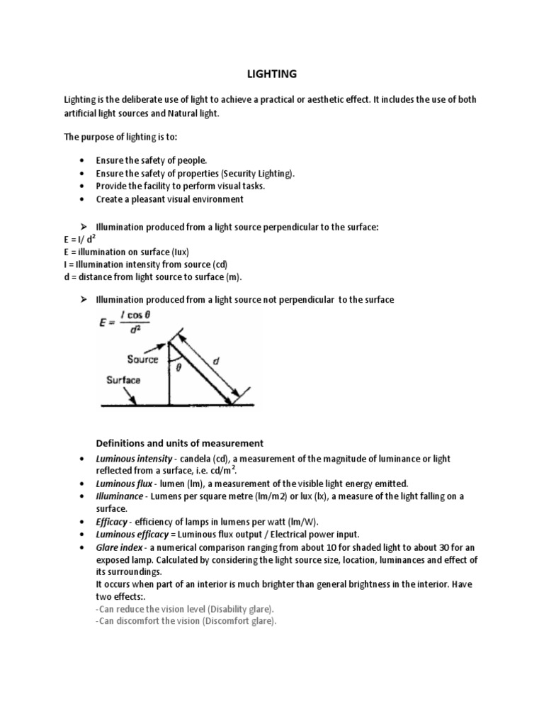 Lighting: Definitions and Units of Measurement | PDF | Lighting | Incandescent Light Bulb