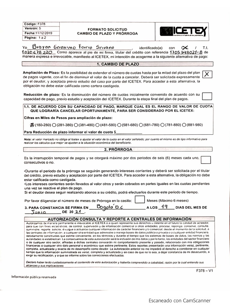 Formulario F378 | PDF