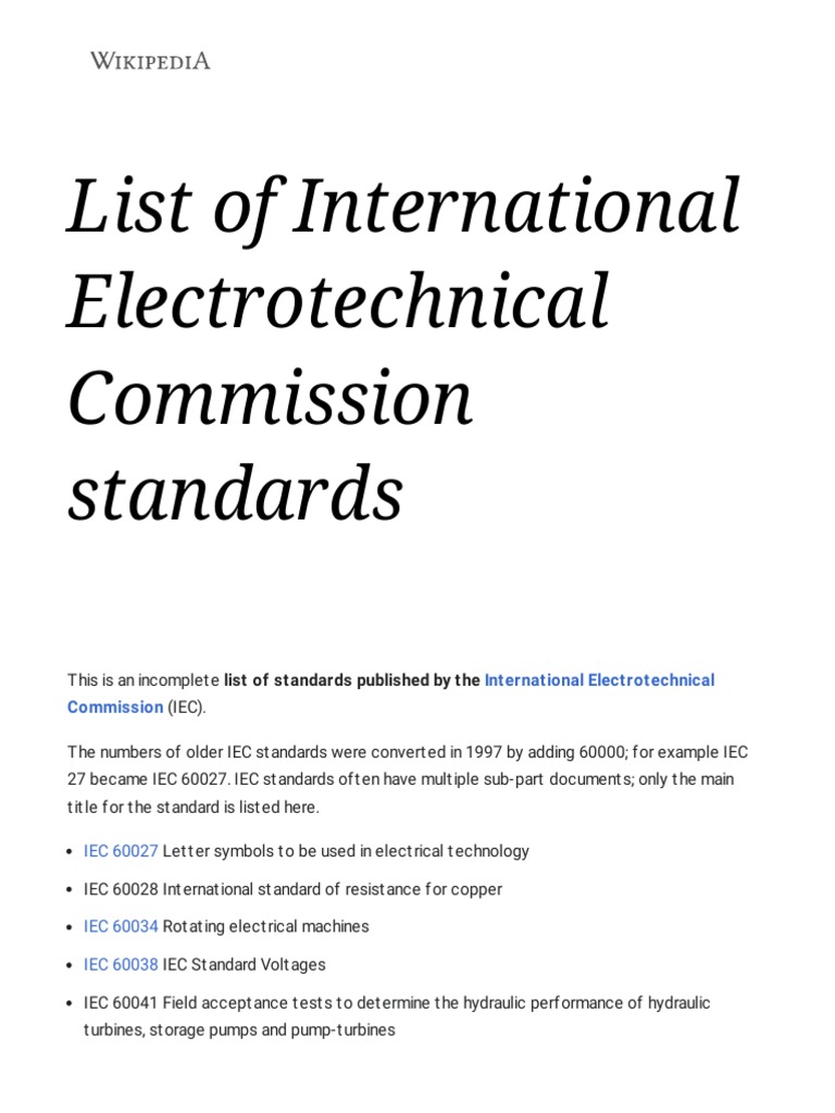 IEC Standards List Overview | PDF | International Electrotechnical ...