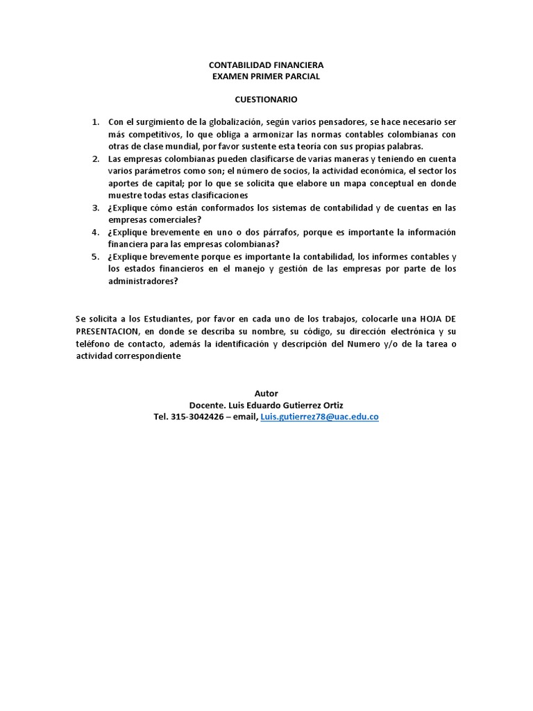 Primer Parcial Contabilidad Financiera - Virtual | PDF