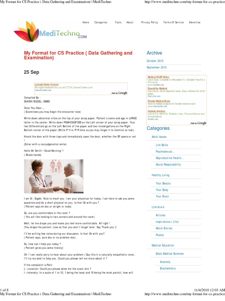My Format For CS Practice (.. | PDF | United States Medical Licensing ...