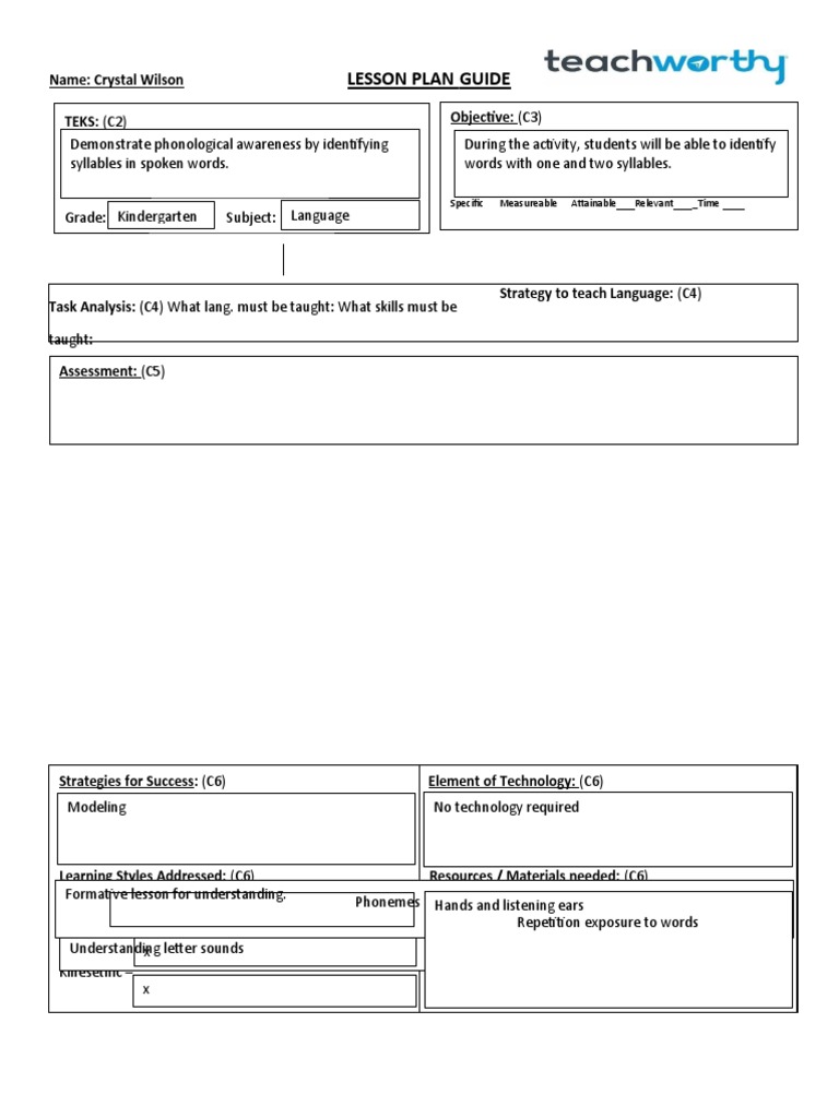 Lesson Plan Guide Teachworthy | PDF | Lesson Plan | Teaching