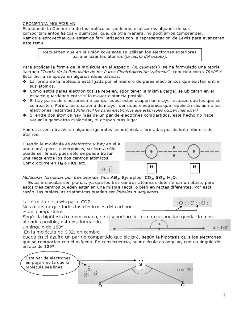 Teoría de Repulsión de Pares de Electrones de Valencia (TRePEV) | PDF ...