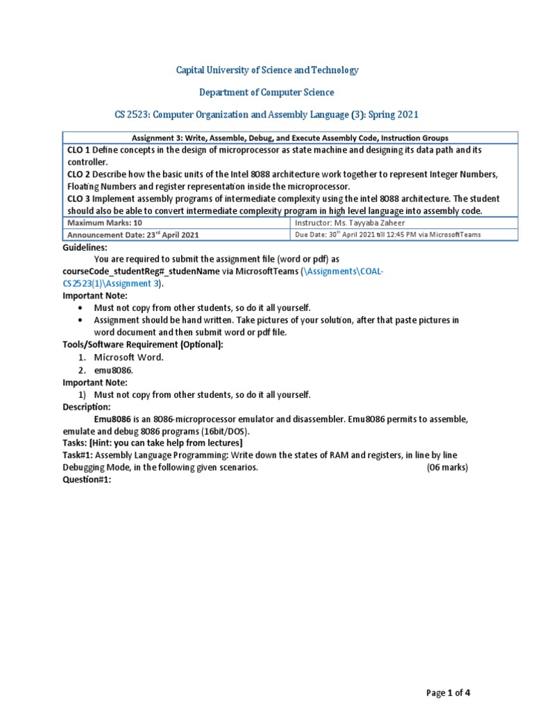 Capital University of Science and Technology Department of Computer ...