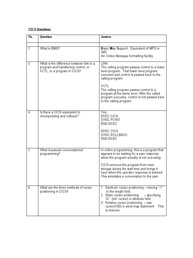 Cics Questions No Answer Pdf Computer Architecture Software Engineering 