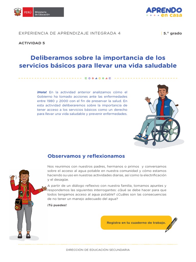 Exp4 Secundaria 5 Exploramos Act05 Deliberamoslosserviciosbasicos | PDF | Tableta | Aprendizaje