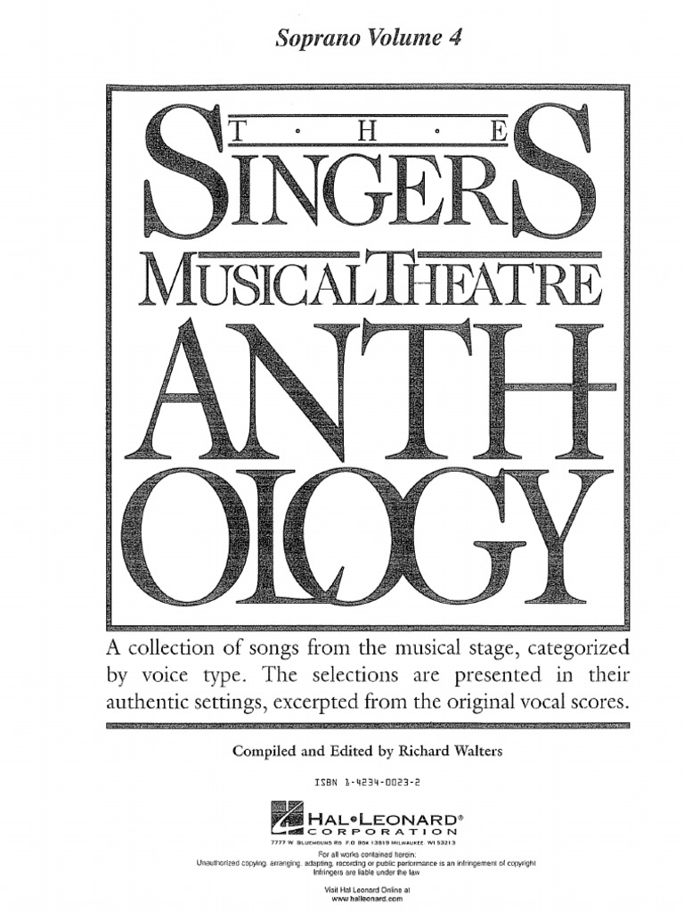 0837 - Singer's Musical Theatre Anthology, The - Soprano Volume 4 | PDF