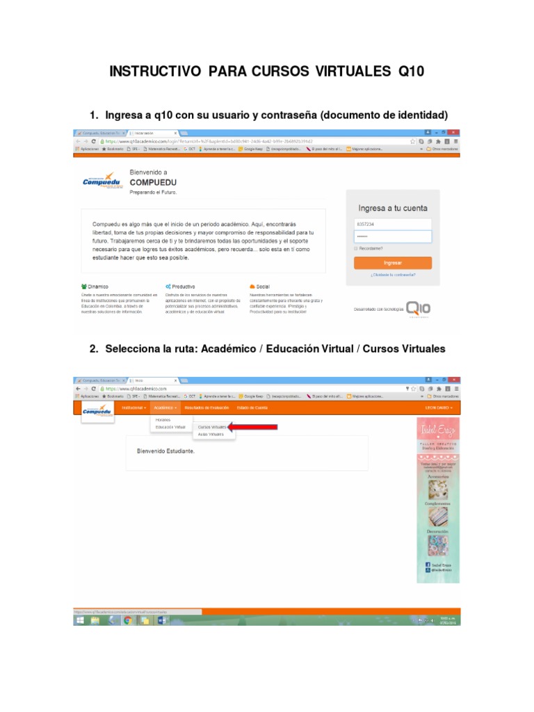 Instructivo para Cursos Virtuales Q10 | PDF