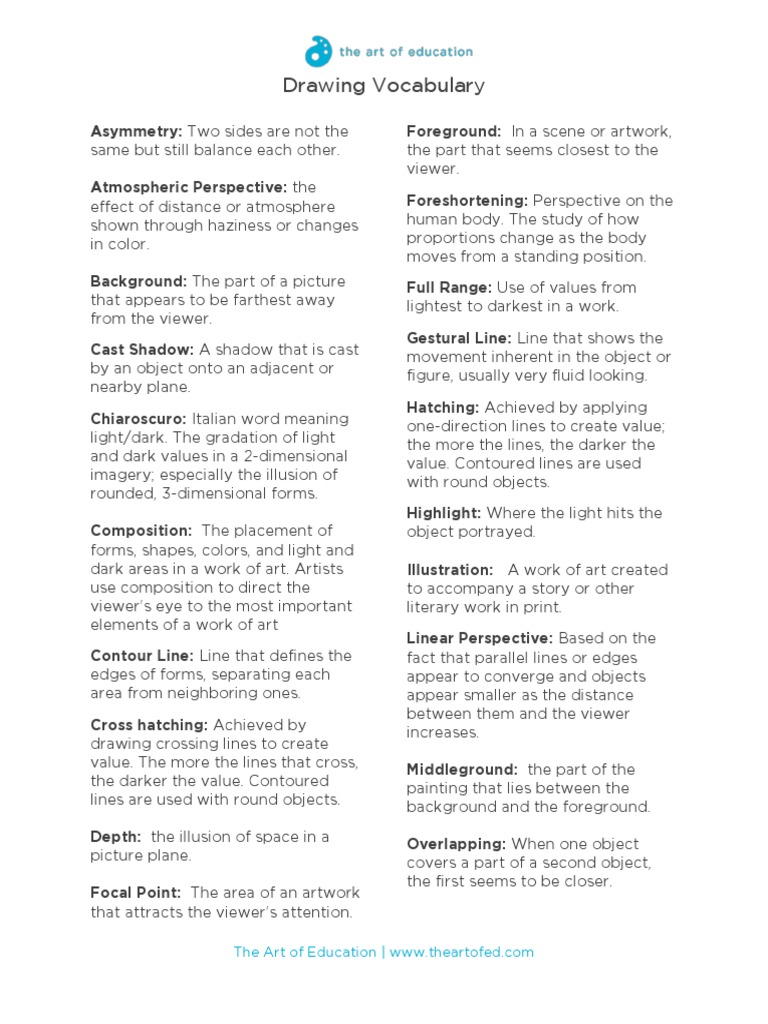 Drawing Vocab2 | PDF | Composition (Visual Arts) | Perspective (Graphical)