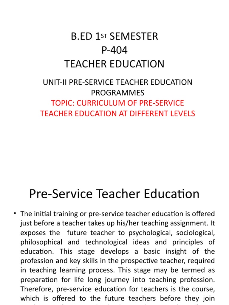 Curriculum of Pre-Service Teacher Education | PDF | Teacher Education ...