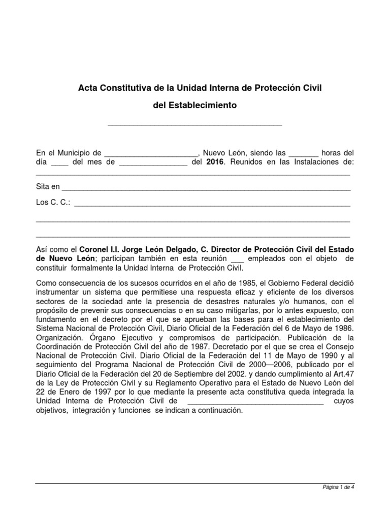 Formato Acta de Uiri | PDF | Defensa Civil | Federación