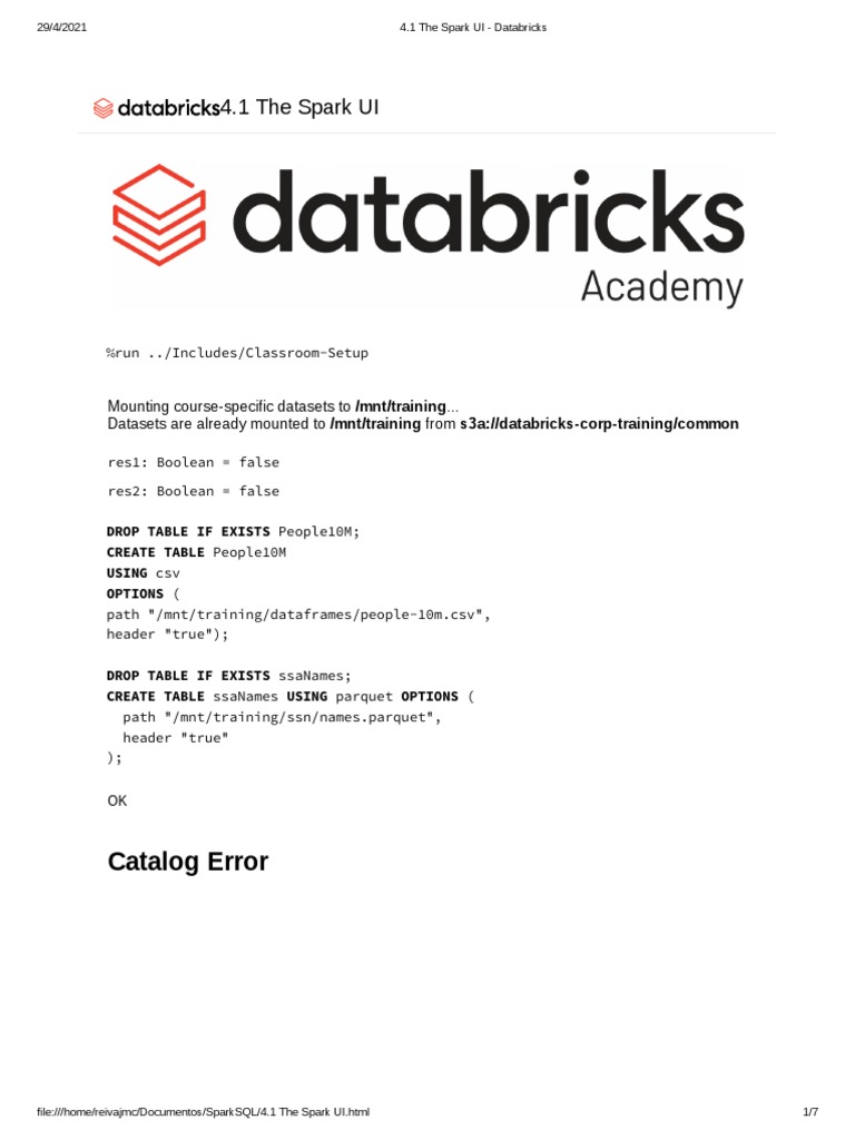 4.1 The Spark UI - Databricks | Download Free PDF | Computer Science ...