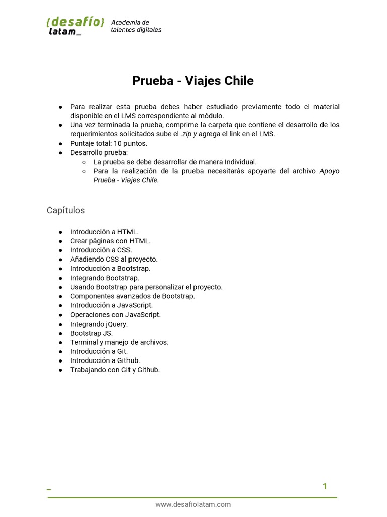 Prueba - Viaje Chile | PDF | Bootstrap (marco frontal) | Script Java