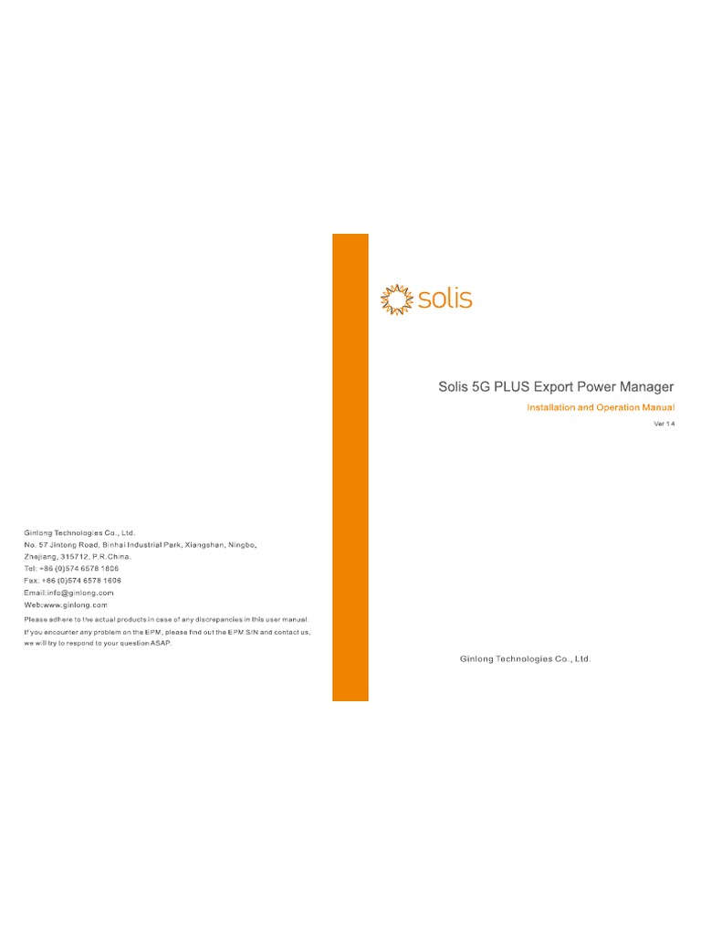 Solis Manual EPM 5G-Plus V1,4 | PDF