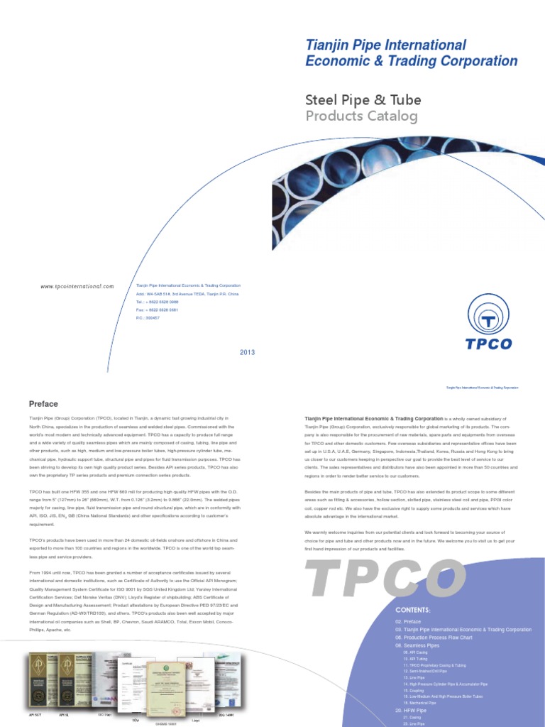 Tpco Catalogue (2013) | PDF | Pipe (Fluid Conveyance) | Corrosion