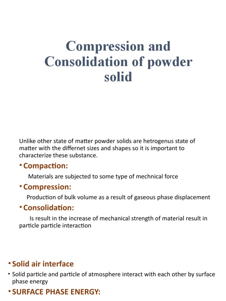 Compression and Consolidation of Powder Solid | PDF | Deformation ...