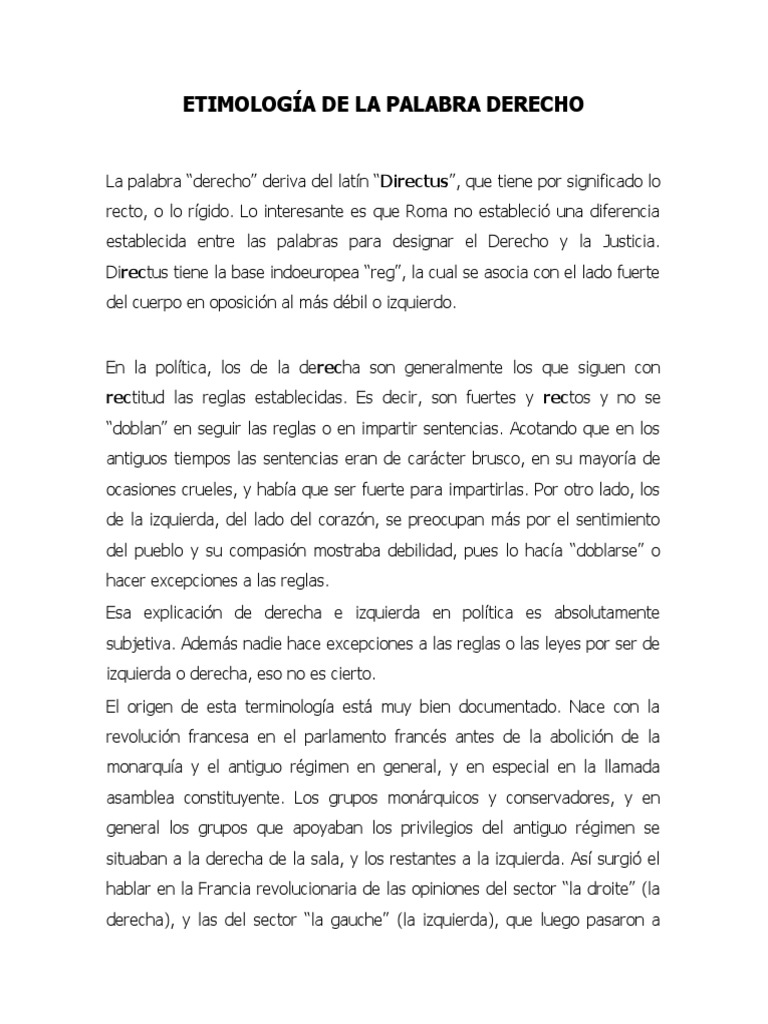 Etimología de La Palabra Derecho | PDF | La Ley natural | Legislación