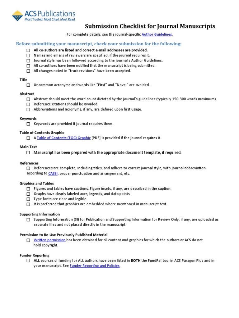ACS Submission Checklist | PDF