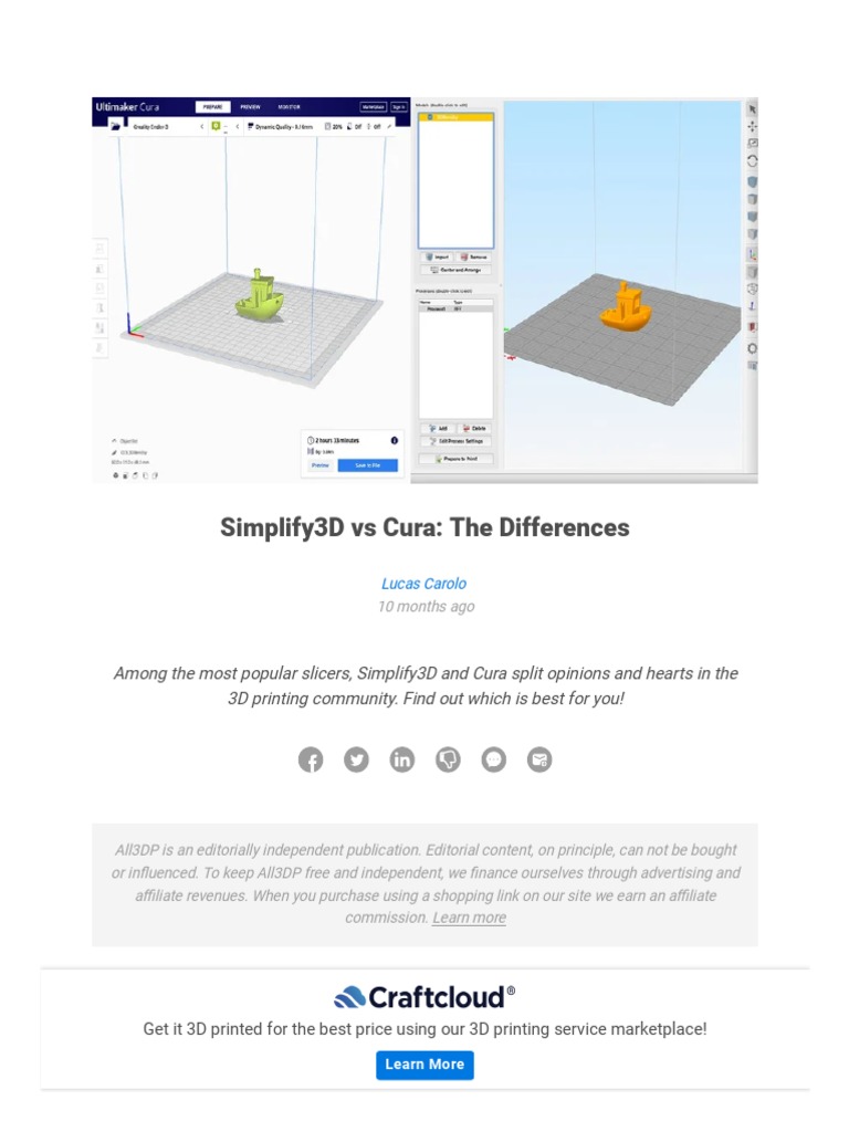 Simplify3D Vs Cura - The Differences - All3DP | PDF | 3 D Printing | Computer Science