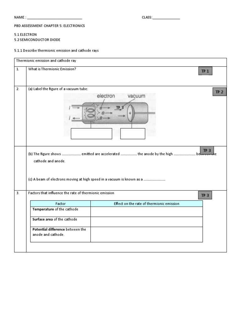 PBD Assessment Physics Form 5 Chapter 5-2 | PDF | Cathode | Semiconductors