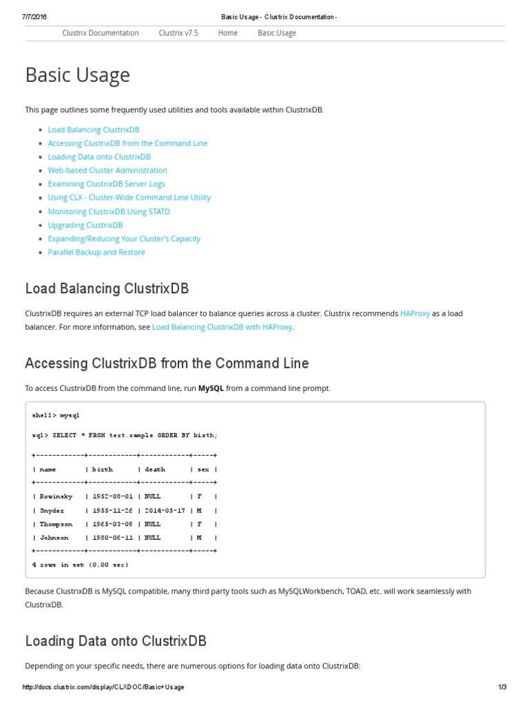 Basic Usage - Clustrix Documentation | PDF | Computer Cluster | Backup