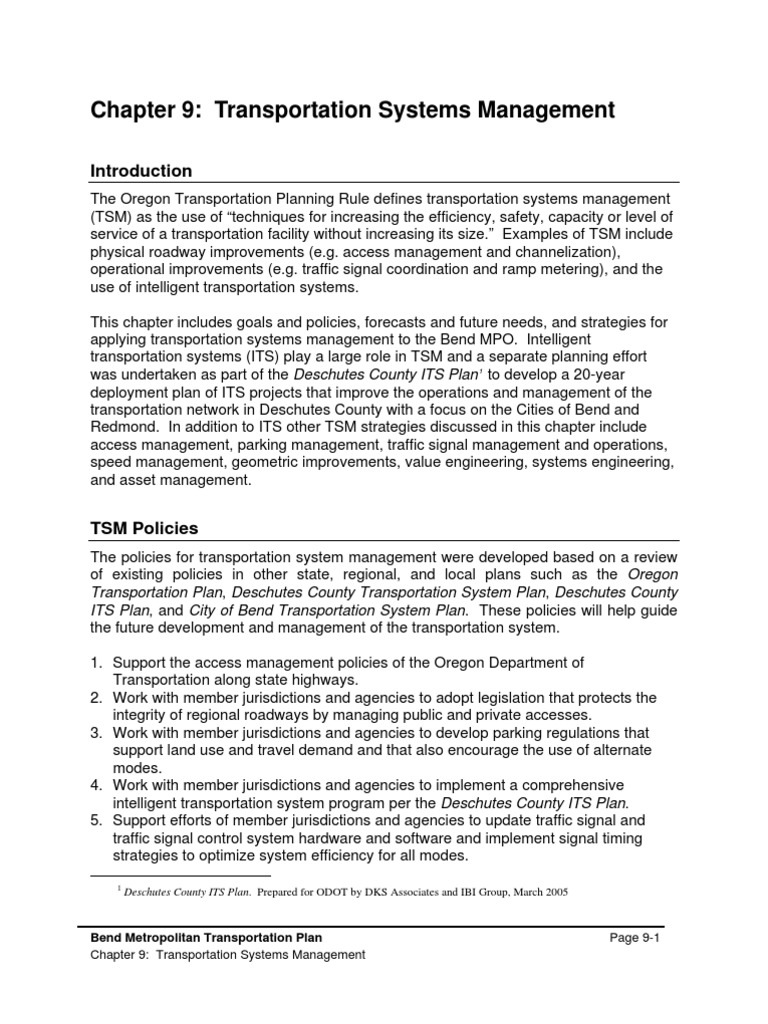 Chapter 9: Transportation Systems Management | PDF | Parking | Traffic