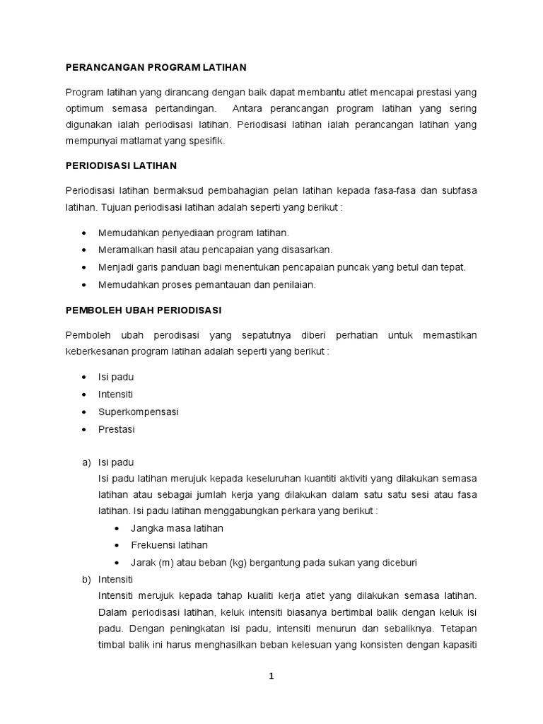 Perancangan Program Latihan | PDF