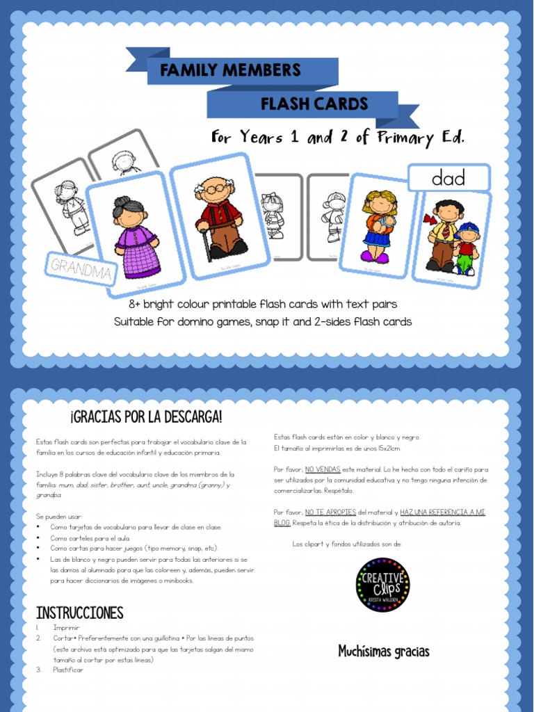 Flashcards Familia para Primaria | PDF | Familia | Sociedad