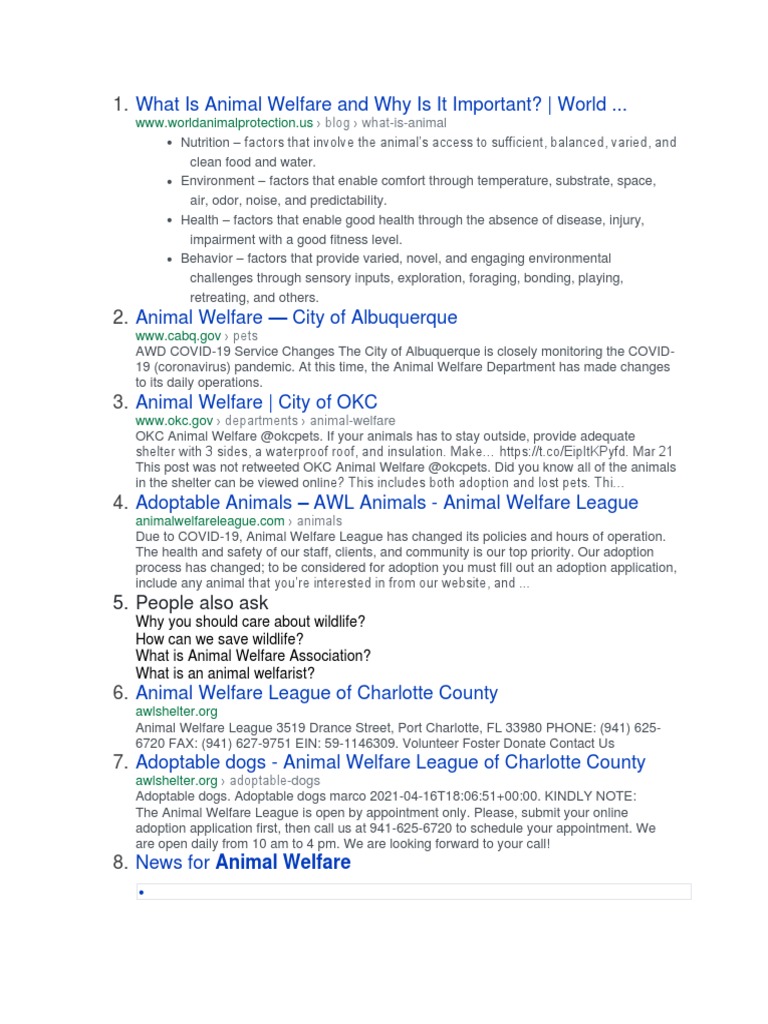 World 1 What Is Animal Welfare and Why Is It Important | PDF | Animal ...