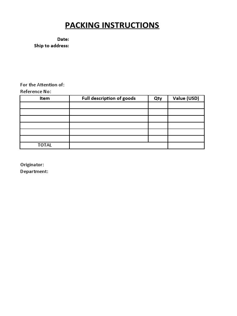 Packing List Template | PDF | Business