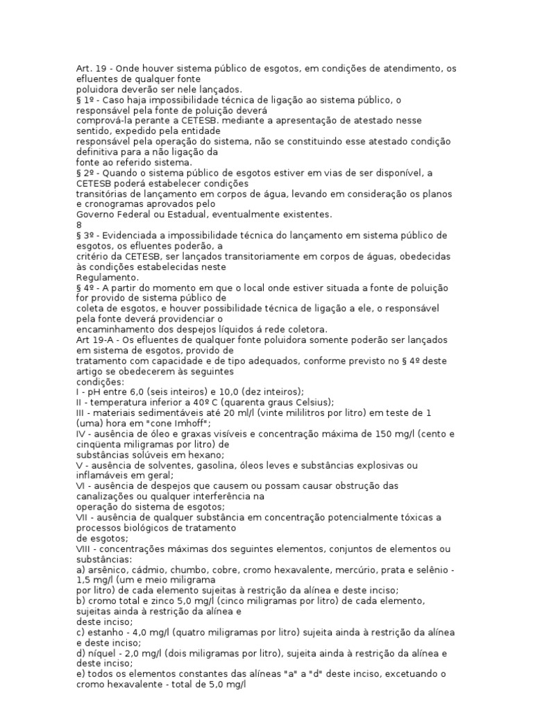 Art 19a + Conama 357 ARTIGO 34 | Download grátis PDF | Águas residuais ...