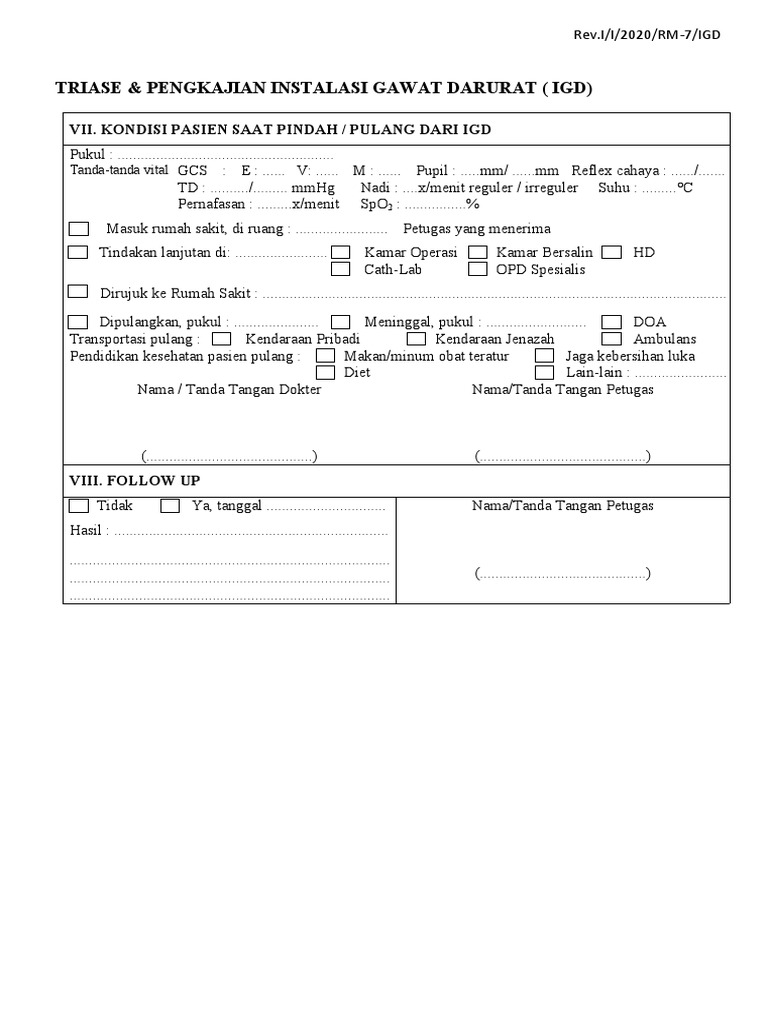 RM 7 Triase & Pengkajian Instalasi Gawat Darurat (Igd) | PDF