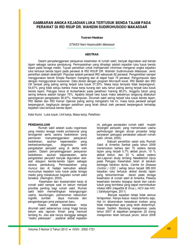 Luka Tusuk Benda Tajam pada Perawat IRD | PDF