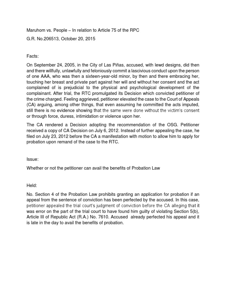 Article 75 - People Vs Maruhom | PDF