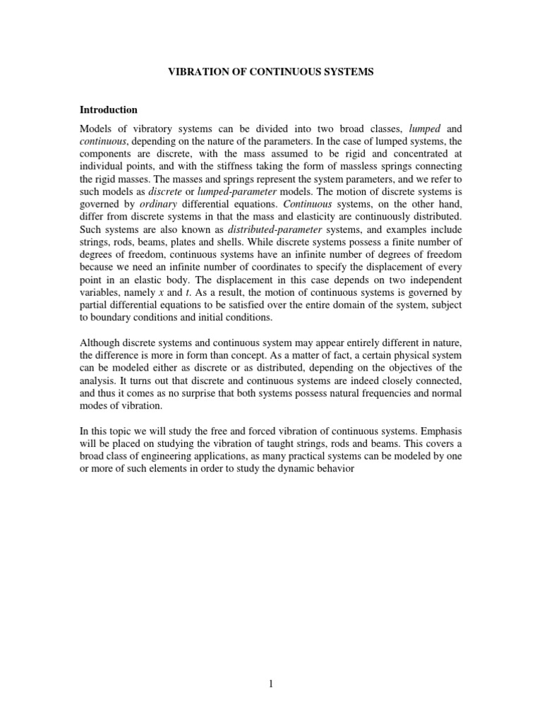 Continous Systems | Download Free PDF | Wave Equation | Tension (Physics)