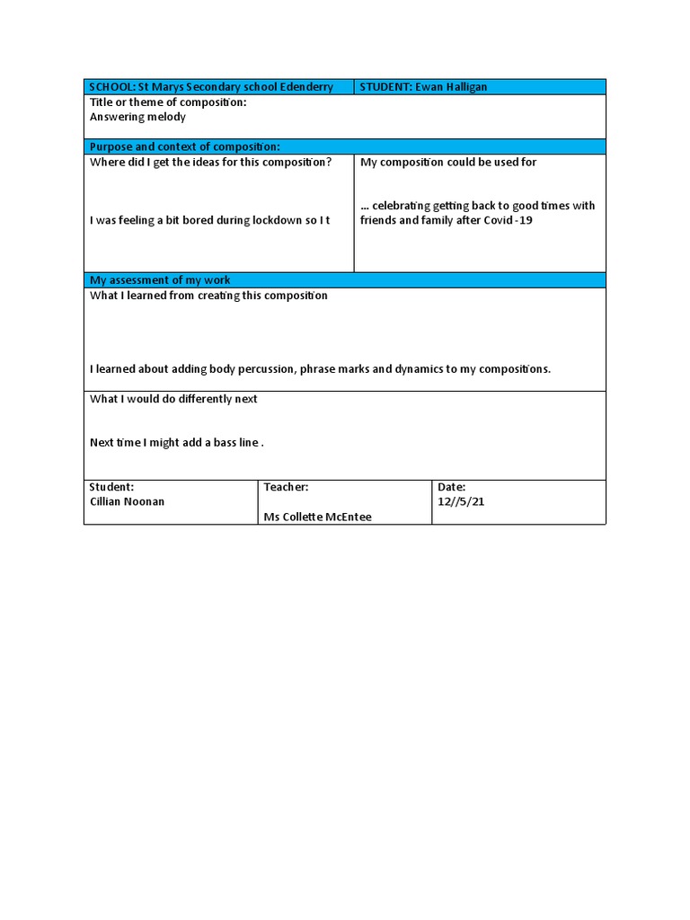 CBA Reflection Blank | PDF