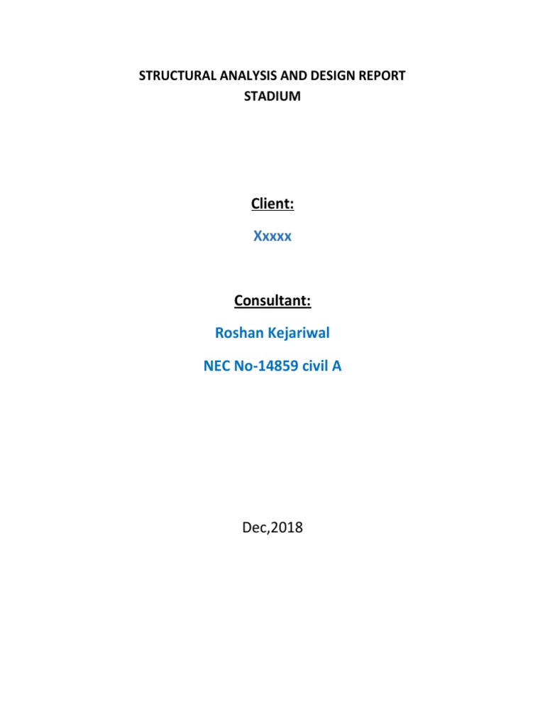 Client:: Structural Analysis and Design Report Stadium | PDF ...