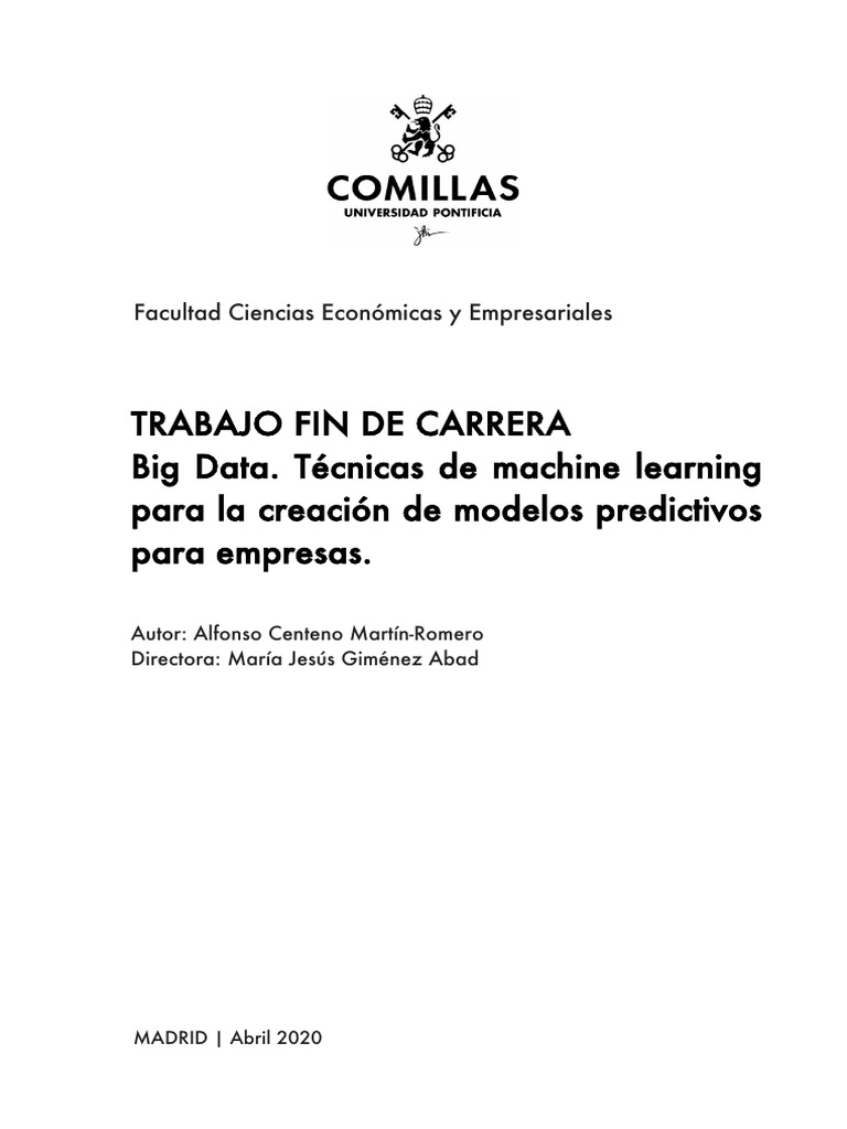 Tecnicas de Machine Learning para La Creacion de Modelos Predictivos ...