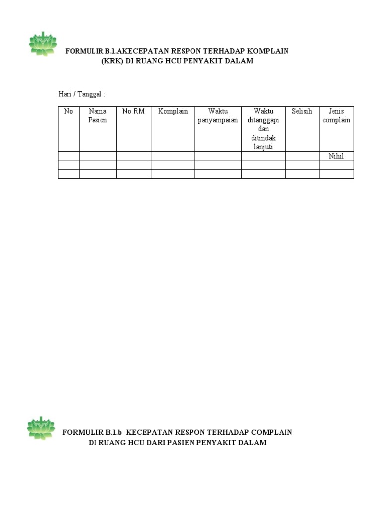 Form Komplain Pasien | PDF