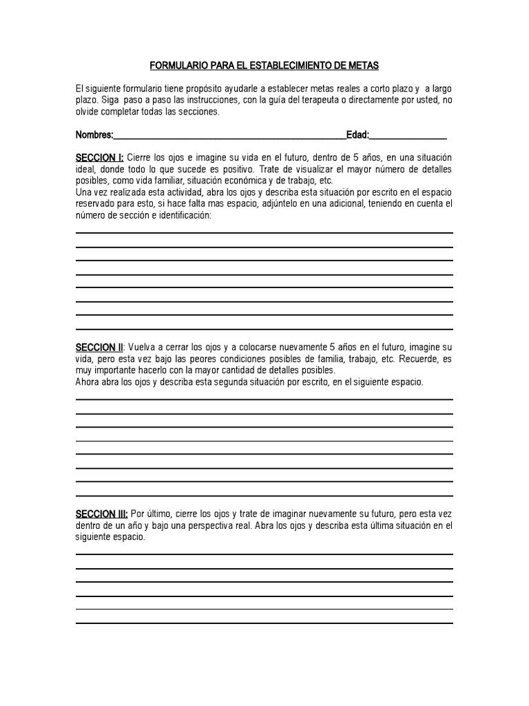 Formulario para El Establecimiento de Metas | PDF