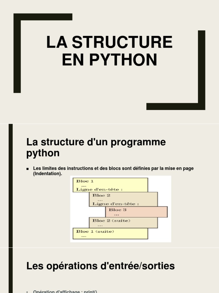La Structure en Python | PDF | Python (Langage de programmation) | Structure de contrôle