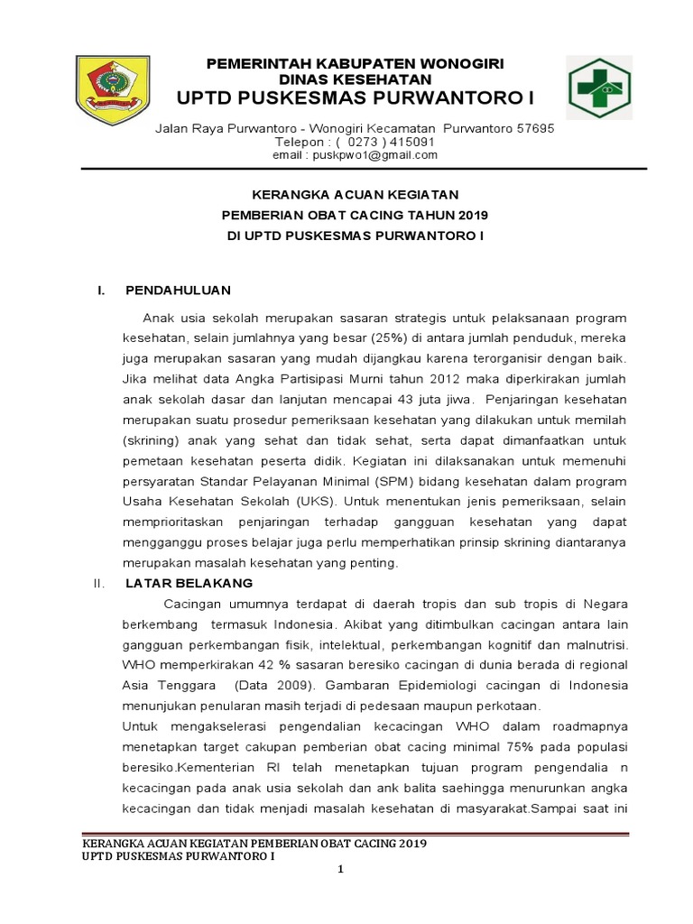 Kak Pemberian Obat Cacing | PDF