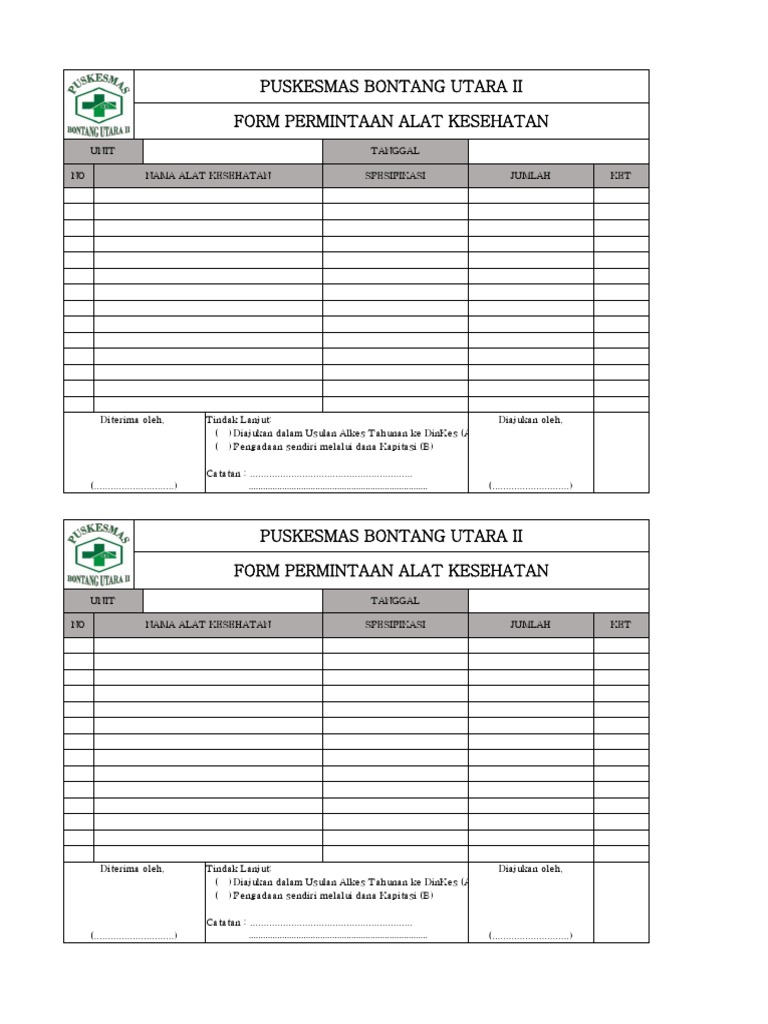 Form Permintaan Alat Kesehatan | PDF