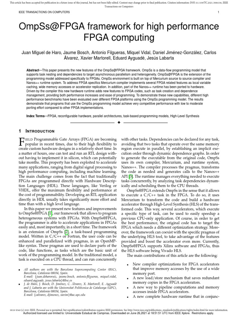 Ompss@Fpga Framework For High Performance Fpga Computing | PDF | Field Programmable Gate Array ...