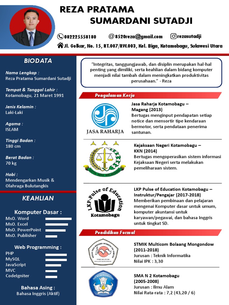 CV Reza - Reza Pratama | PDF