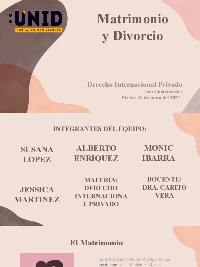 Matrimonio y Divorcio en Derecho Internacional | PDF | Divorcio ...