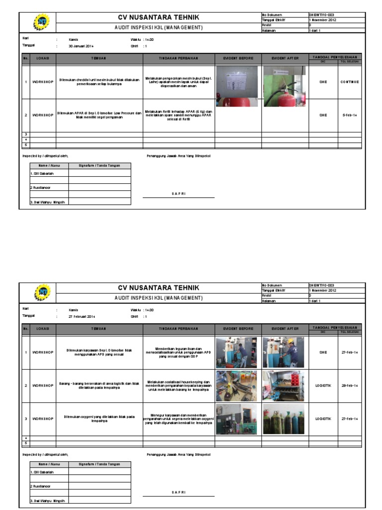Form Inspeksi K3L | PDF