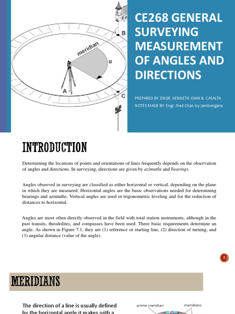 Surveying Angles and Directions Explained | PDF | Surveying | Angle